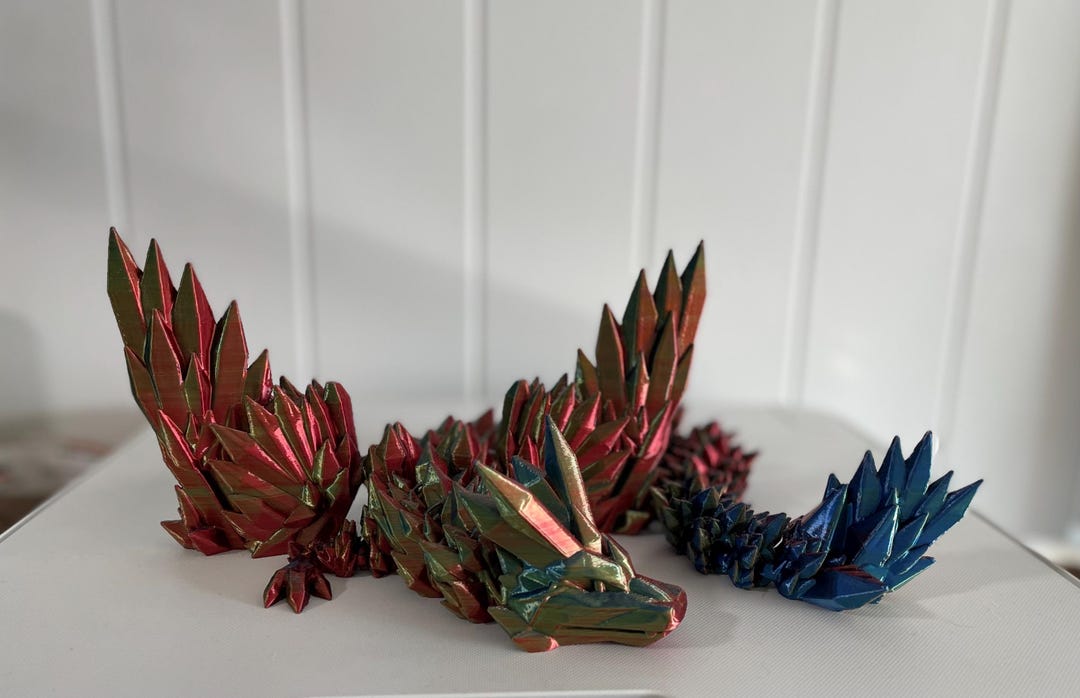 3D Articulated Crystal Dragon, Fidget Dragon, Flexi Dragon, 3D Printed ...