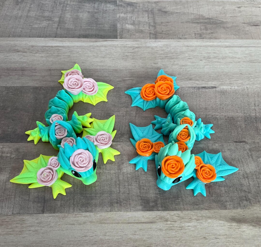 Wyvern Rose Dragon, Articulated Fidget Small Rose Dragon, 3D Flexi ...