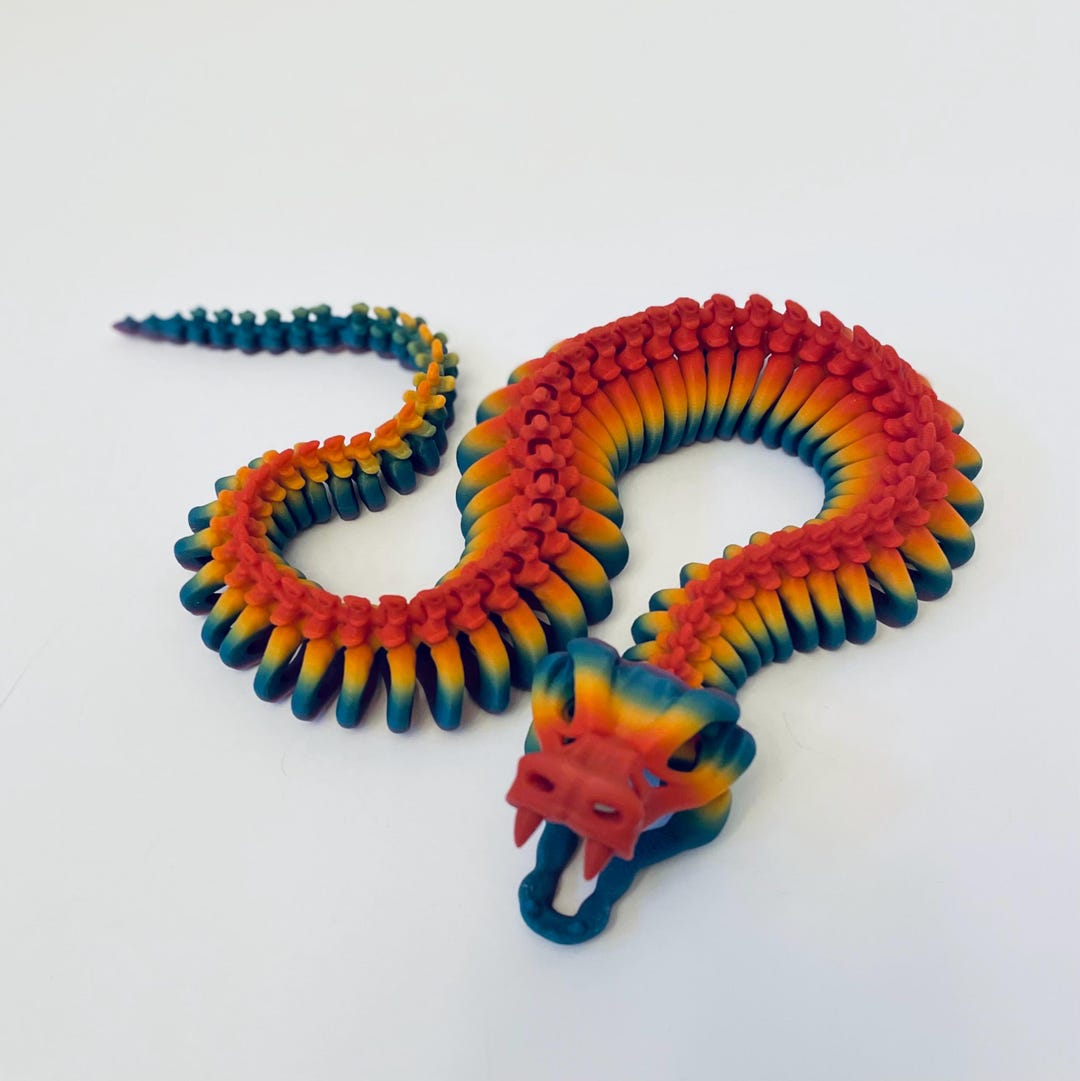 Skeleton Snake Flexi, 3D Printed Articulated Fidget Snake, Stress ...