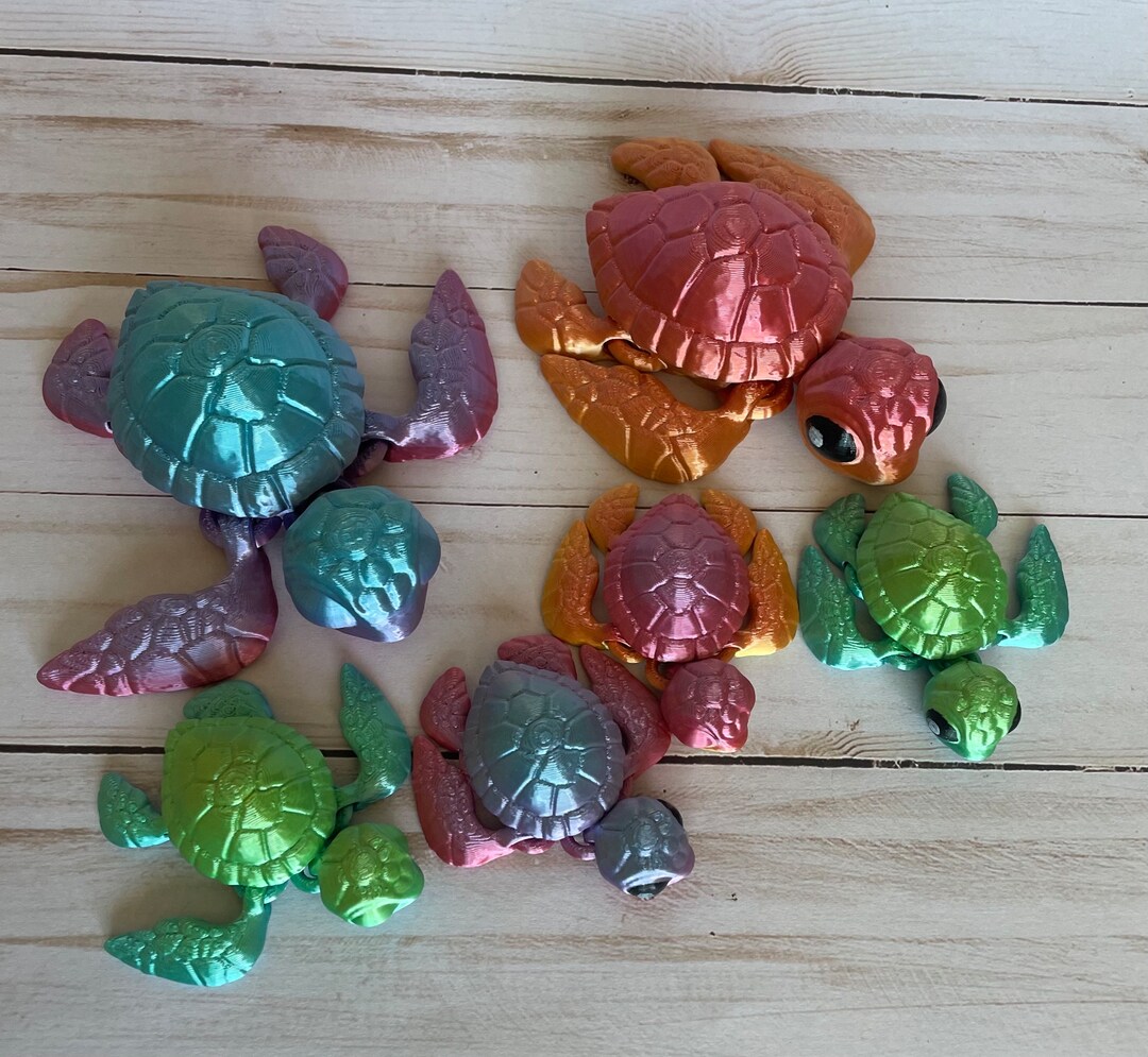 3D Articulated Sea Turtles , Fidget Sea Turtles, Flexi Sea Turtles, 3D ...