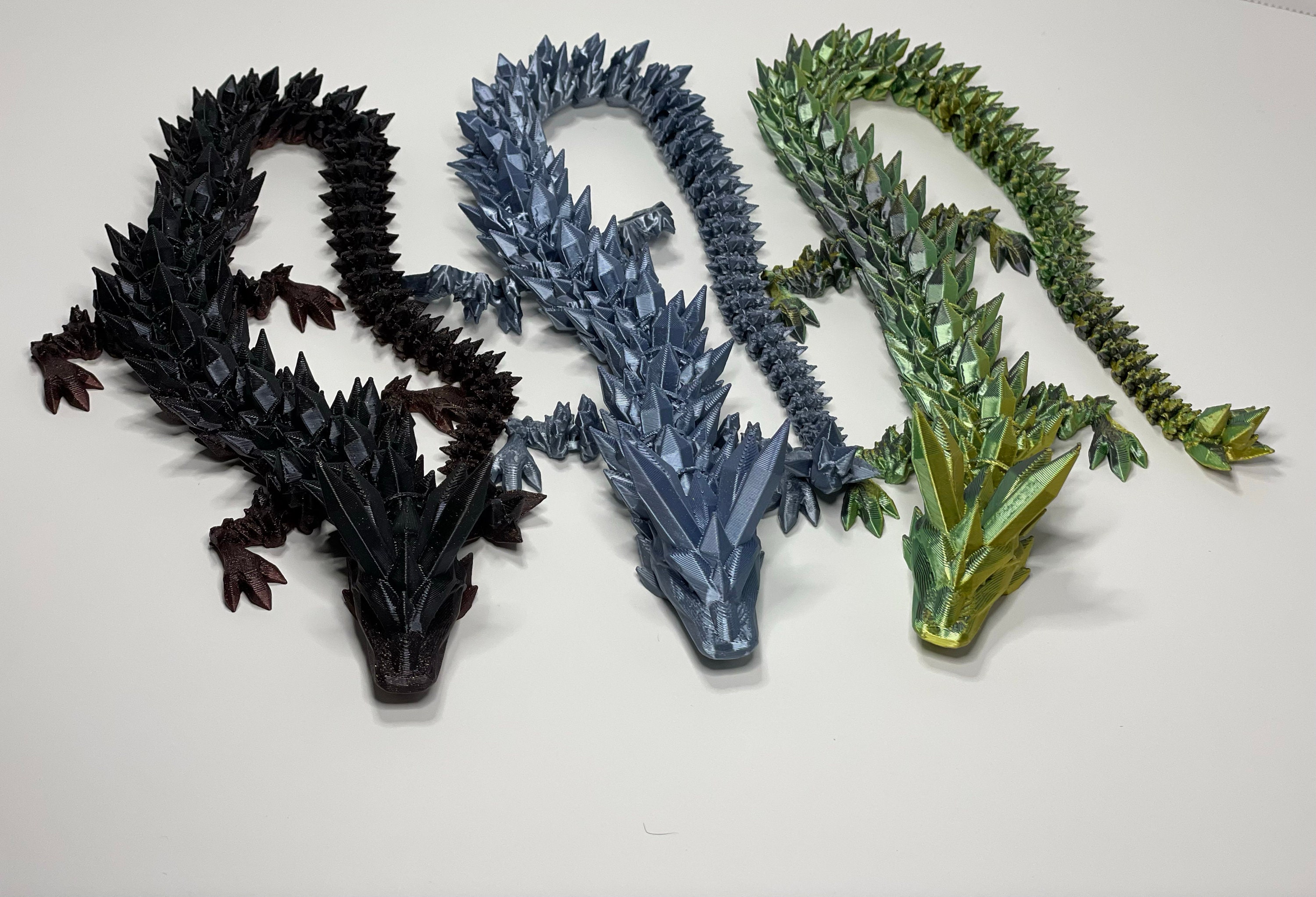 3D Printed Articulated Crystal Dragon, Fidget Dragon, Flexi Dragon, 3D ...