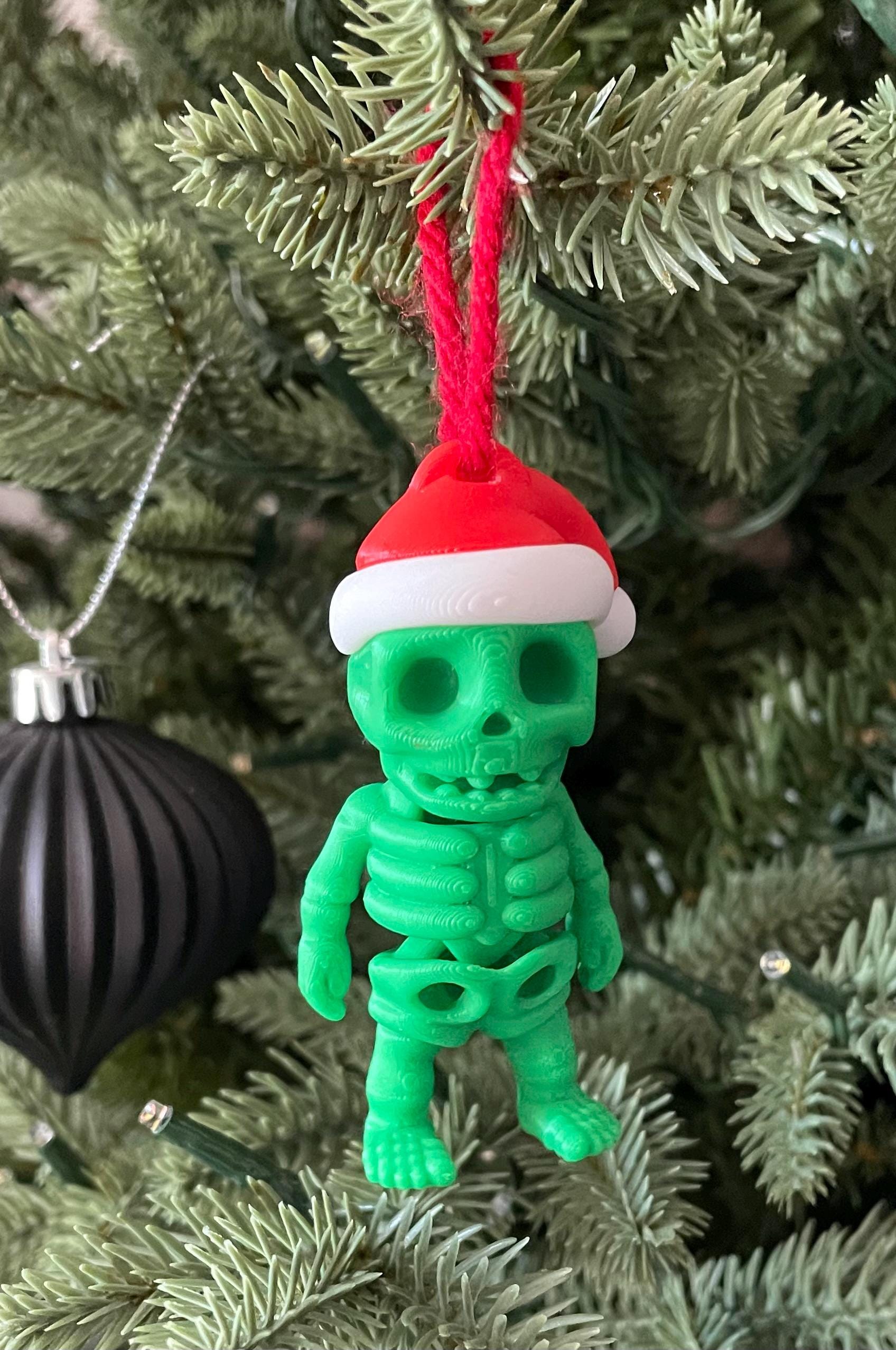 3D Printed Green Skeleton, Grinch Skeleton, Santa Skeleton, Christmas ...