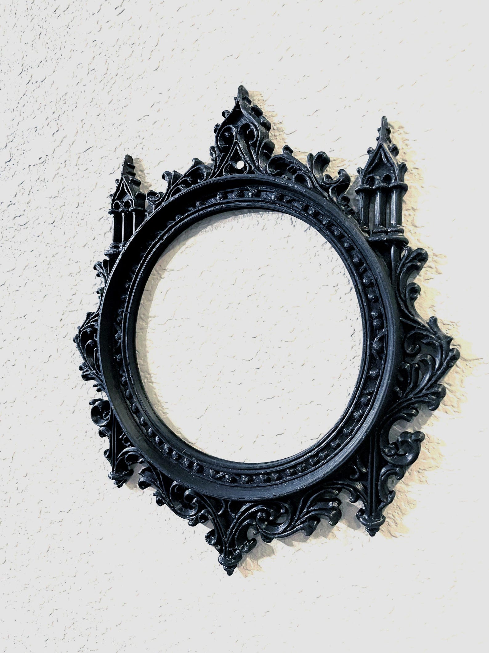 Gothic Cathedral Round Frame, Medieval Ornate Scroll Work, Dark ...
