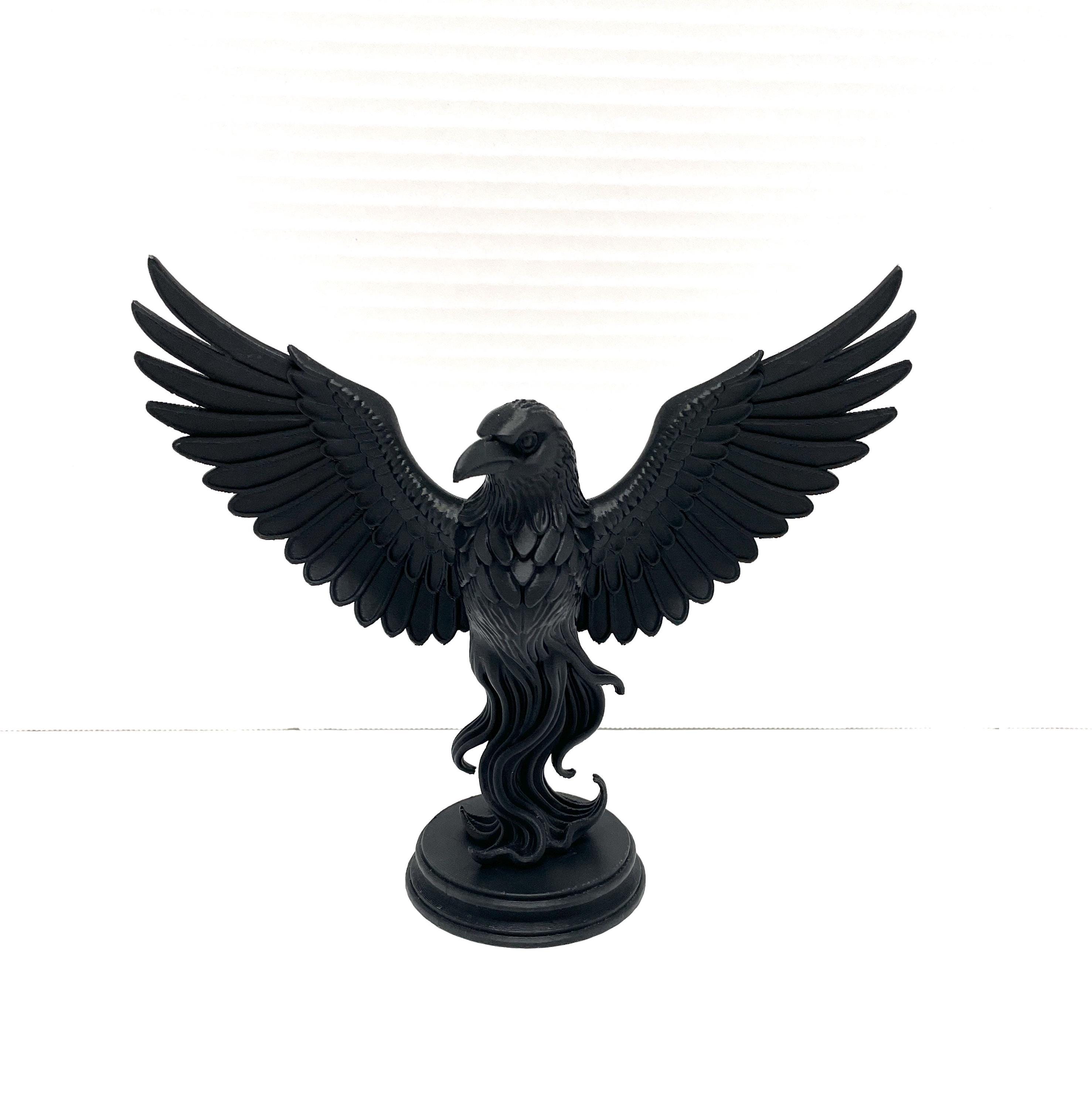 3D Printed Raven Sculpture: Gothic Home Decor, Spooky Ornament - Etsy