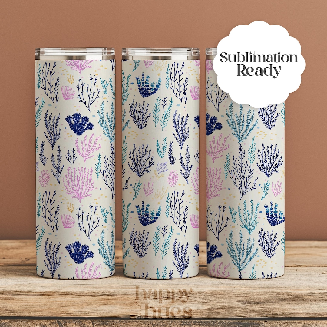 Sea Coral 20oz Tumbler Wrap Marine Life Sublimation Design Underwater ...