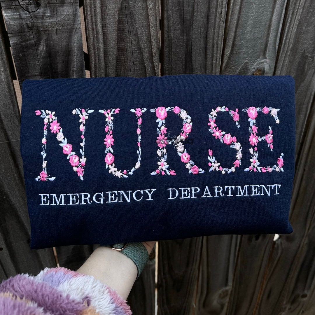 Nurse Custom - Any Initials - Floral Embroidered Crewneck Sweatshirt ...