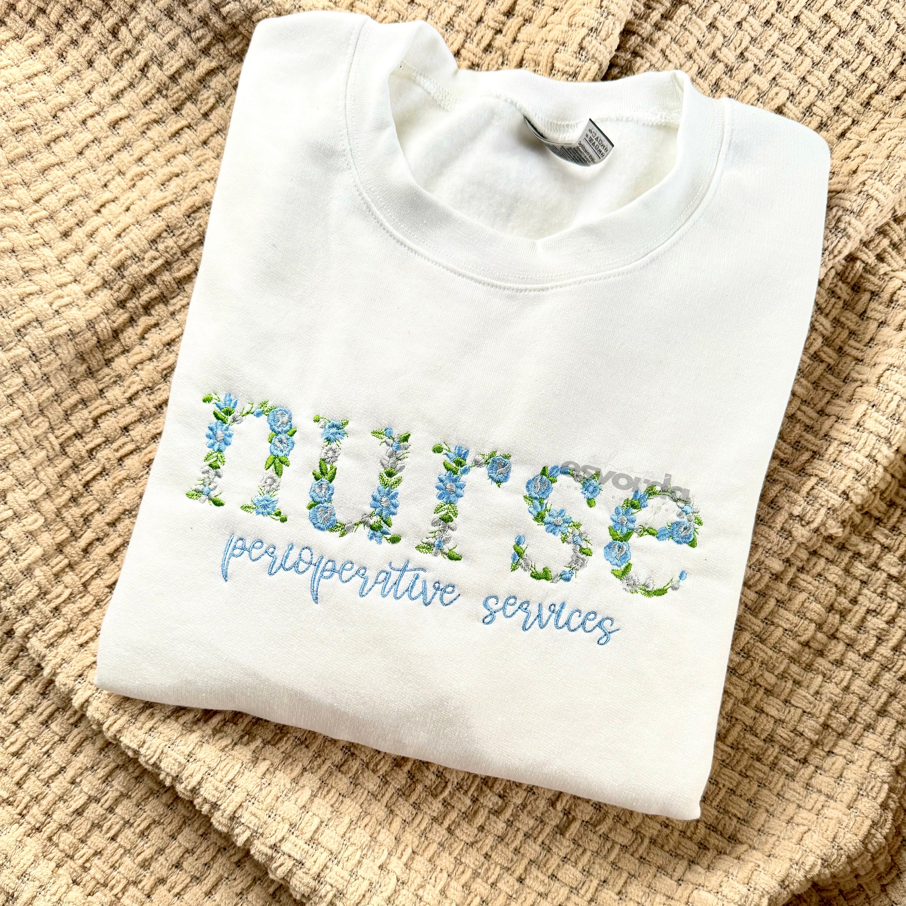 Nurse Custom, Any Initials, Floral Embroidered Crewneck Sweatshirt ...