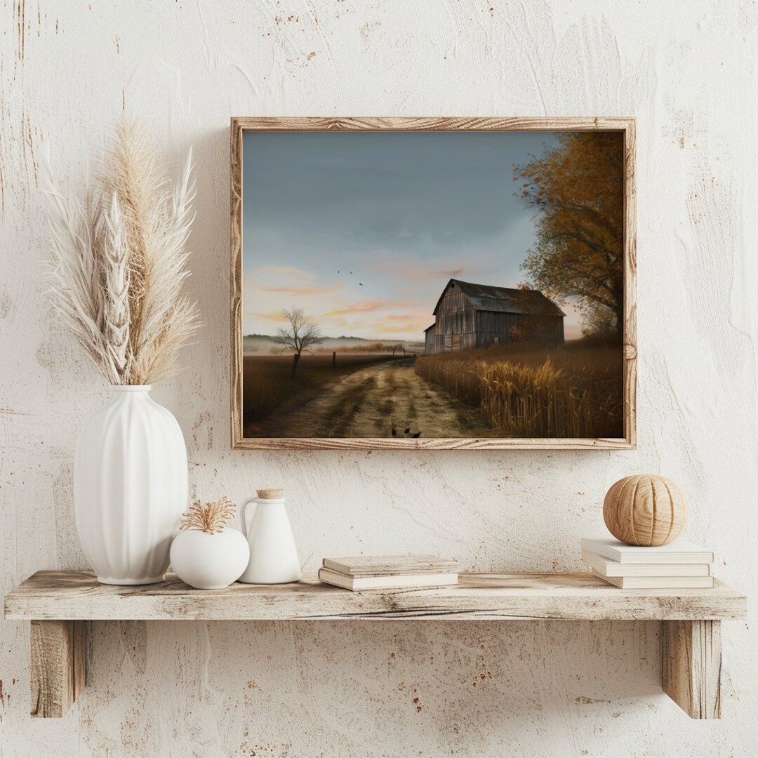 Rustic Barn Print - Barn by Wheatfield - Cottagecore - Farmhouse Decor ...