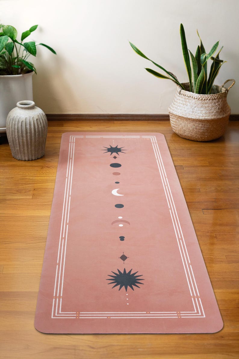 Geometric Yoga Mat – Terracotta Boho Design, Non-slip & Vegan Suede ...