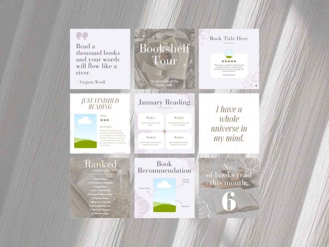 Elain Instagram Posts | Bookstagram Templates for Instagram | Editable ...
