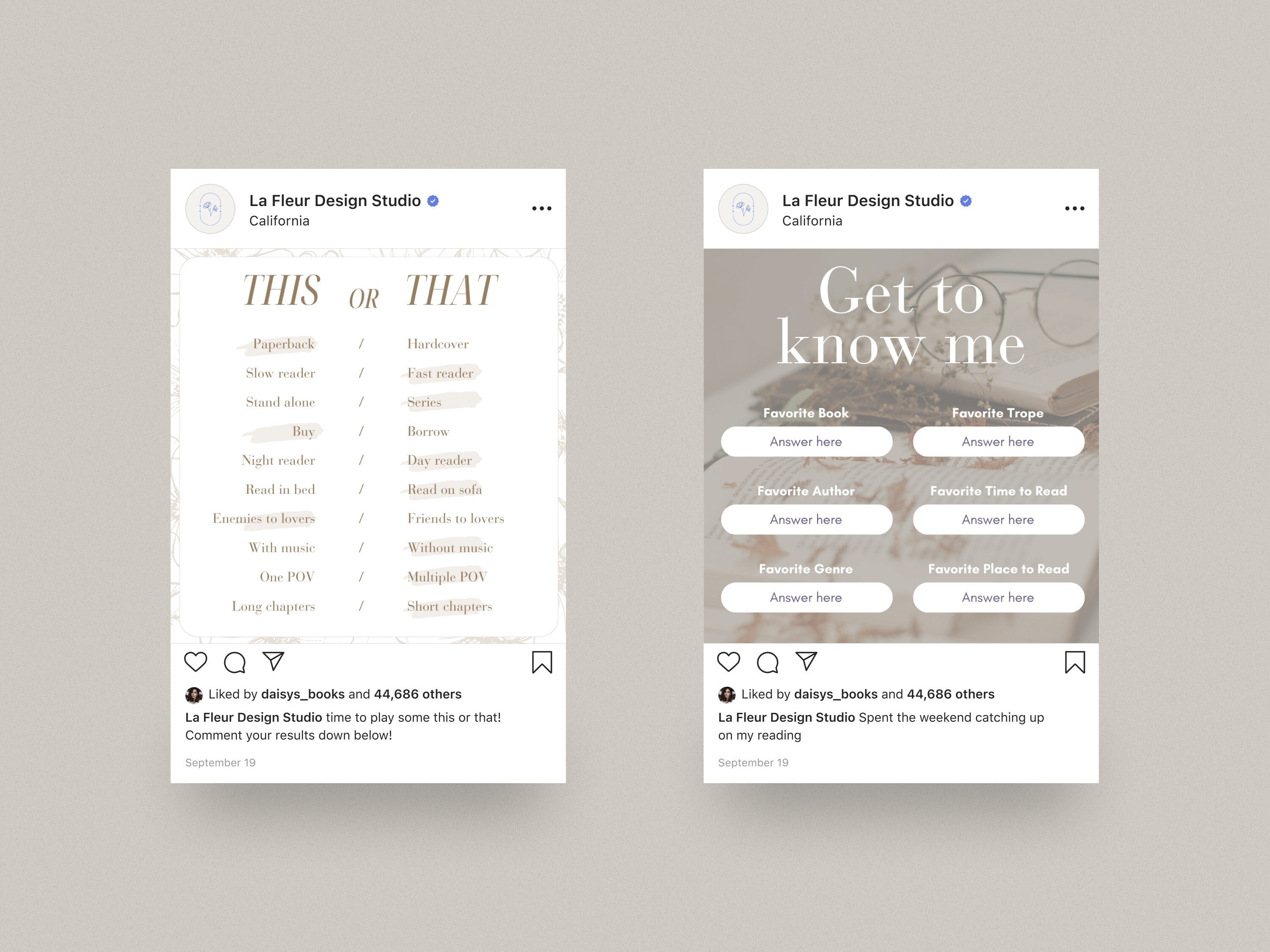 Elain Instagram Posts | Bookstagram Templates for Instagram | Editable ...