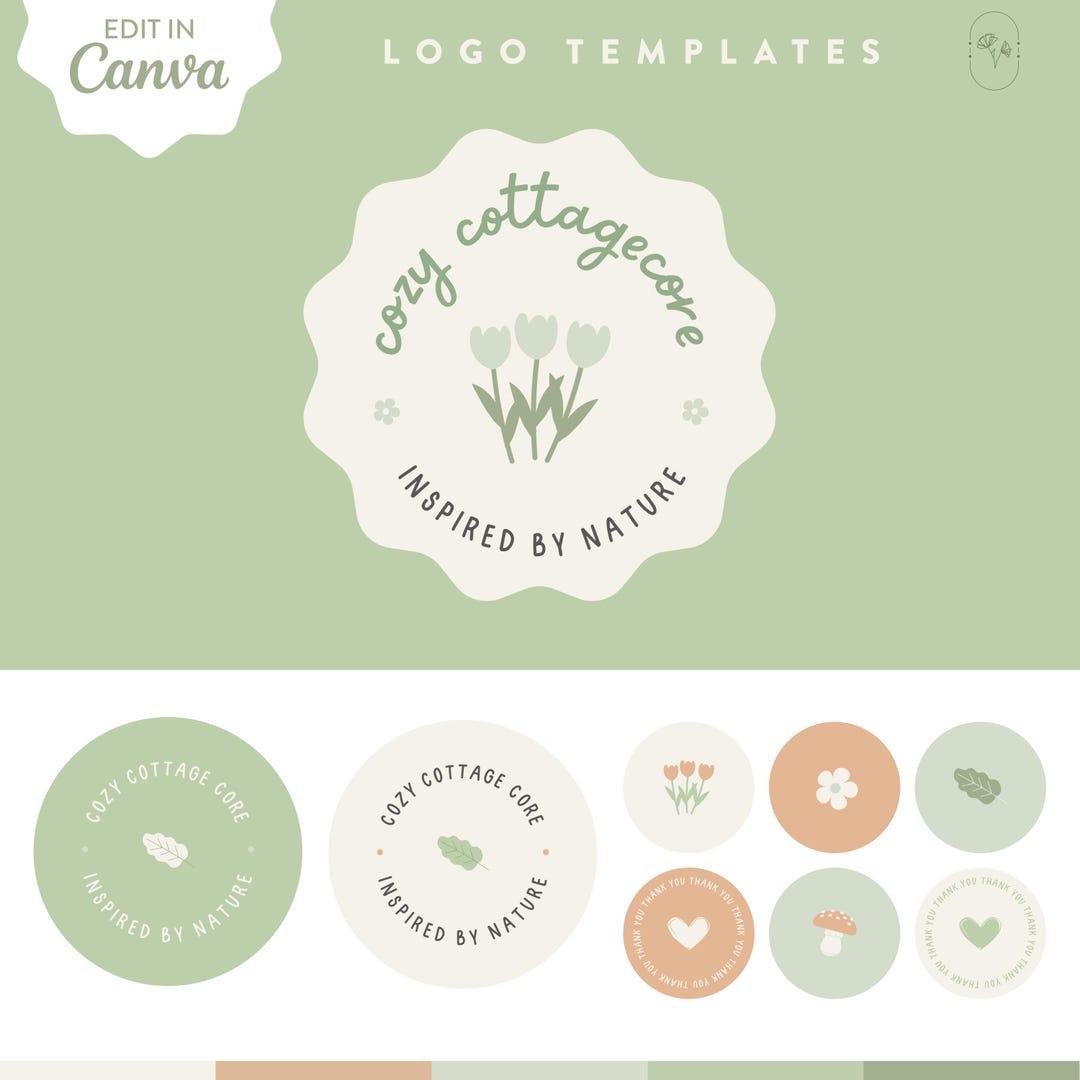 Editable Cottagecore Canva Logo | Customizable Logo Design | Small ...
