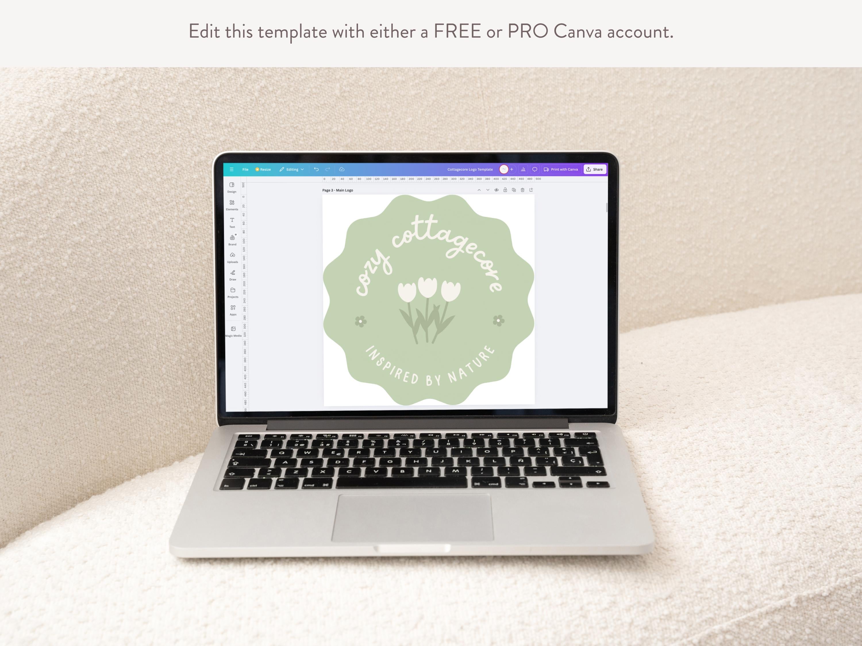 Editable Cottagecore Canva Logo | Customizable Logo Design | Small ...