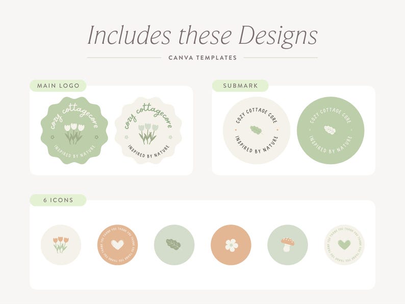 Editable Cottagecore Canva Logo | Customizable Logo Design | Small ...