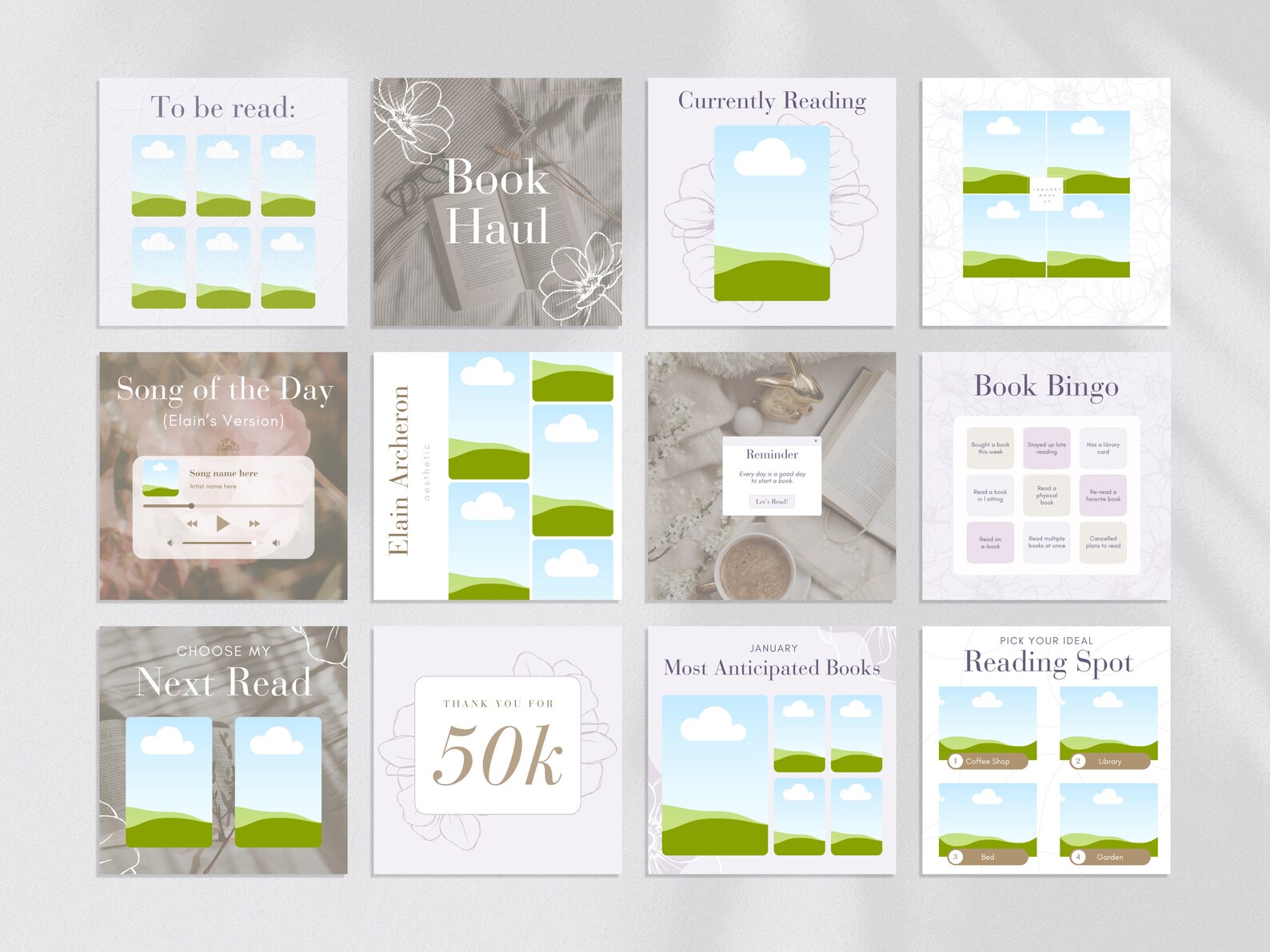 Elain Instagram Posts | Bookstagram Templates for Instagram | Editable ...