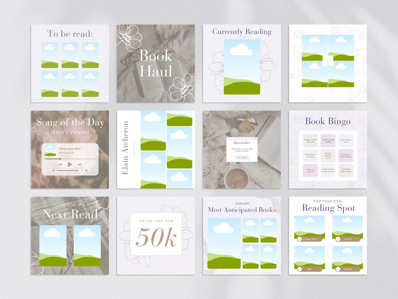 Elain Instagram Posts | Bookstagram Templates for Instagram | Editable ...