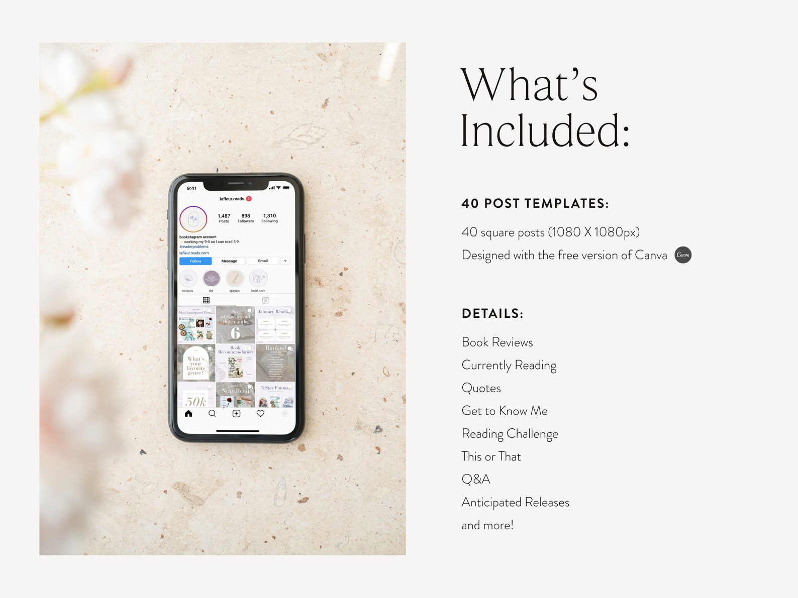 Elain Instagram Posts | Bookstagram Templates for Instagram | Editable ...