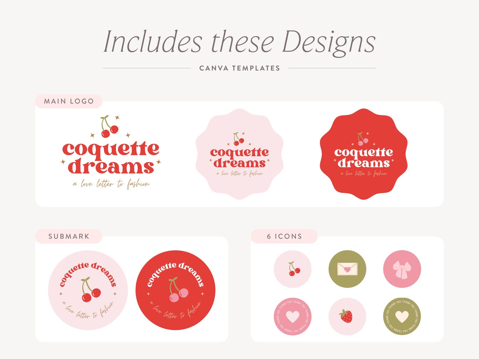 Coquette Dreams Logo: Editable Canva Template - Etsy