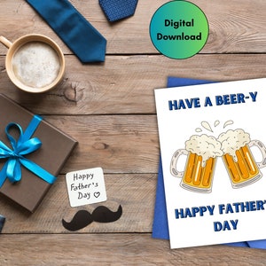 Have a Beer-y Happy Father's Day, Printable Father's Day Card, 5x7 ...