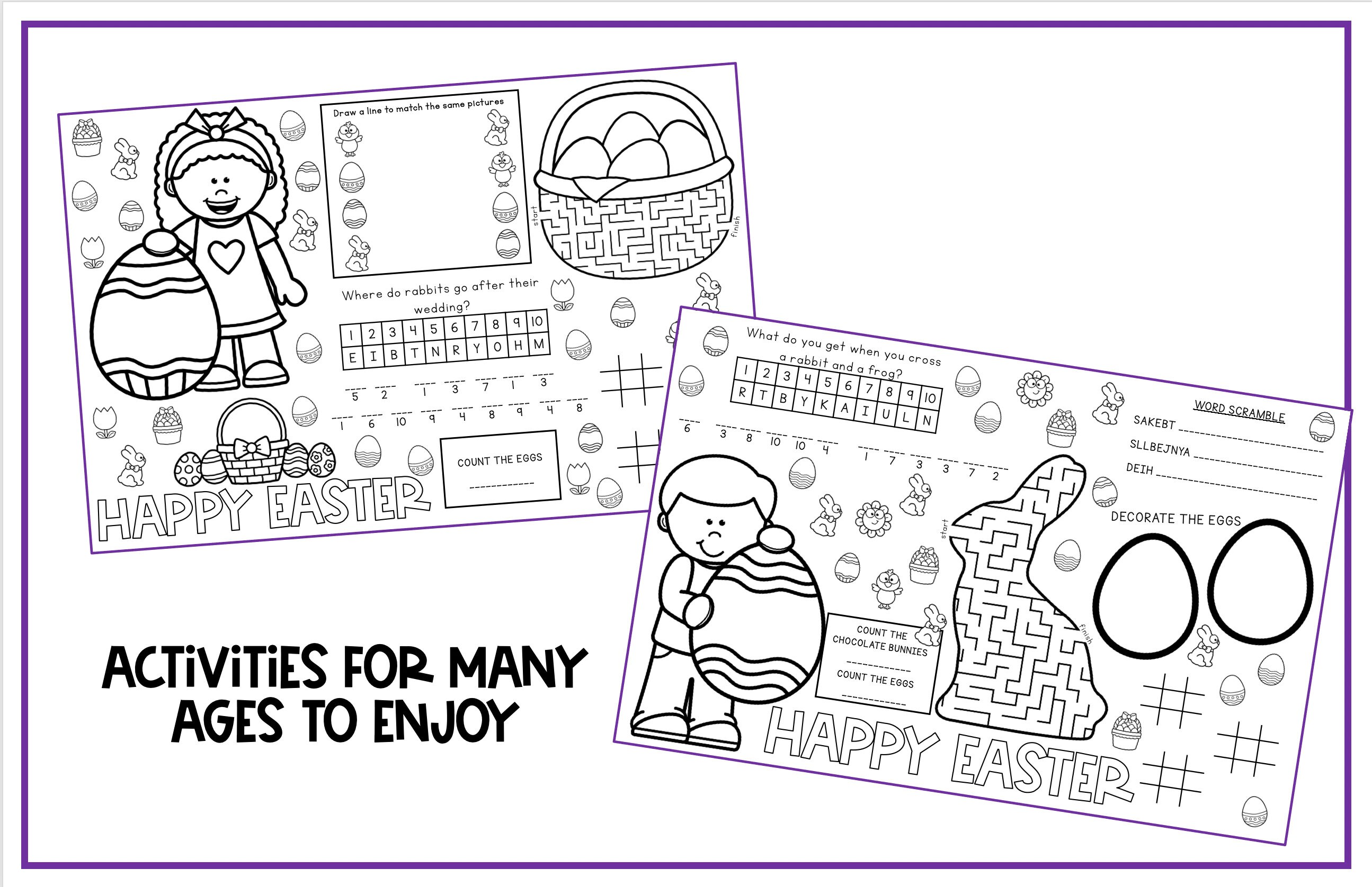 Easter Coloring and Activity Mat - Etsy