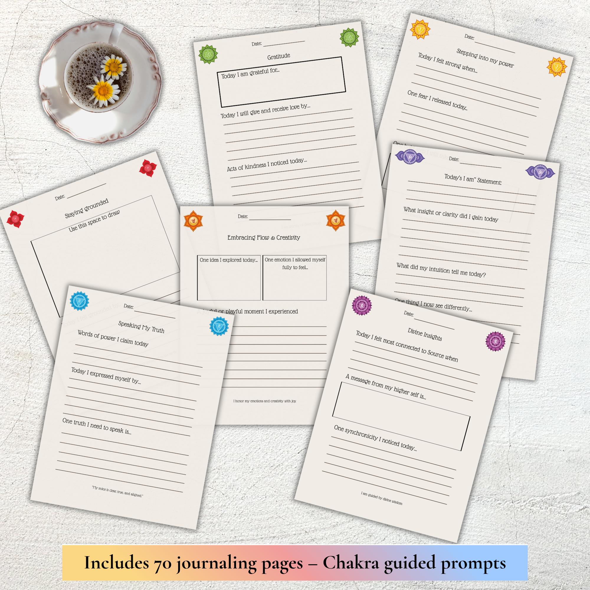 Chakra Affirmation Cards Printable Bundle, 50 Cards + 70 Page Journal ...