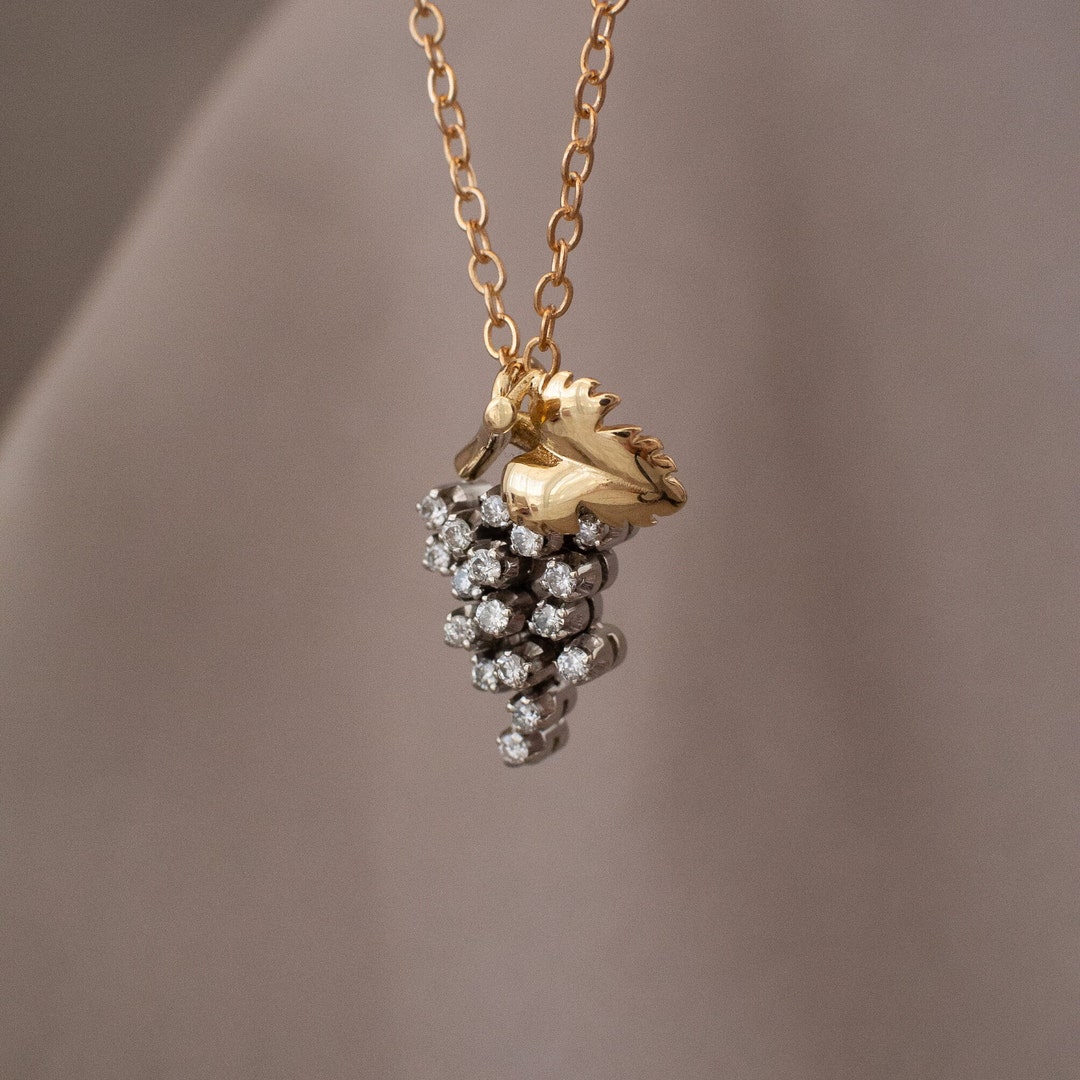 Handmade 18ct Gold Diamond Grapes Pendant - Etsy