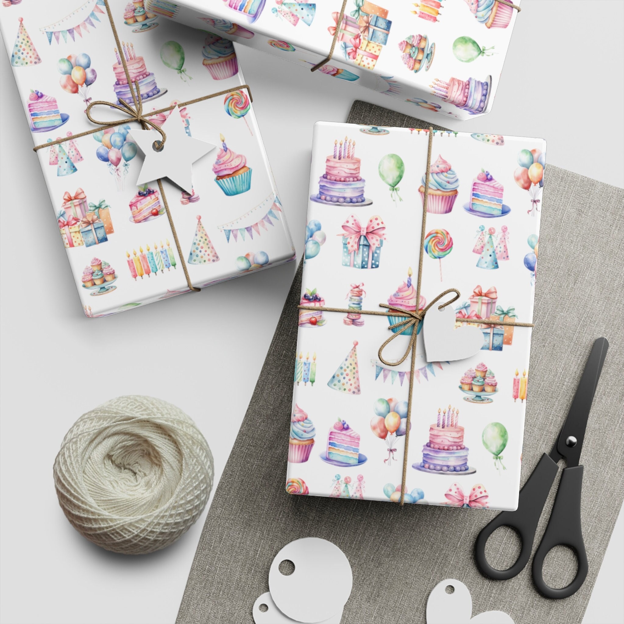 Pretty Pastel Birthday | Gift Wrapping Paper Sheets, 1pc, - Etsy