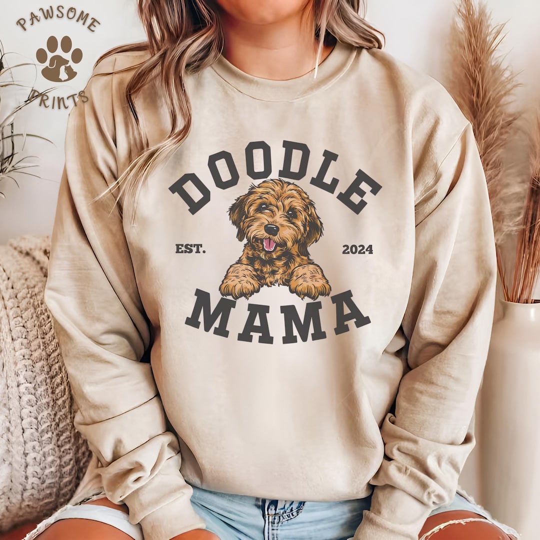 Custom Doodle Mama Crewneck Sweatshirt, Trendy Doodle Mama Sweatshirt ...