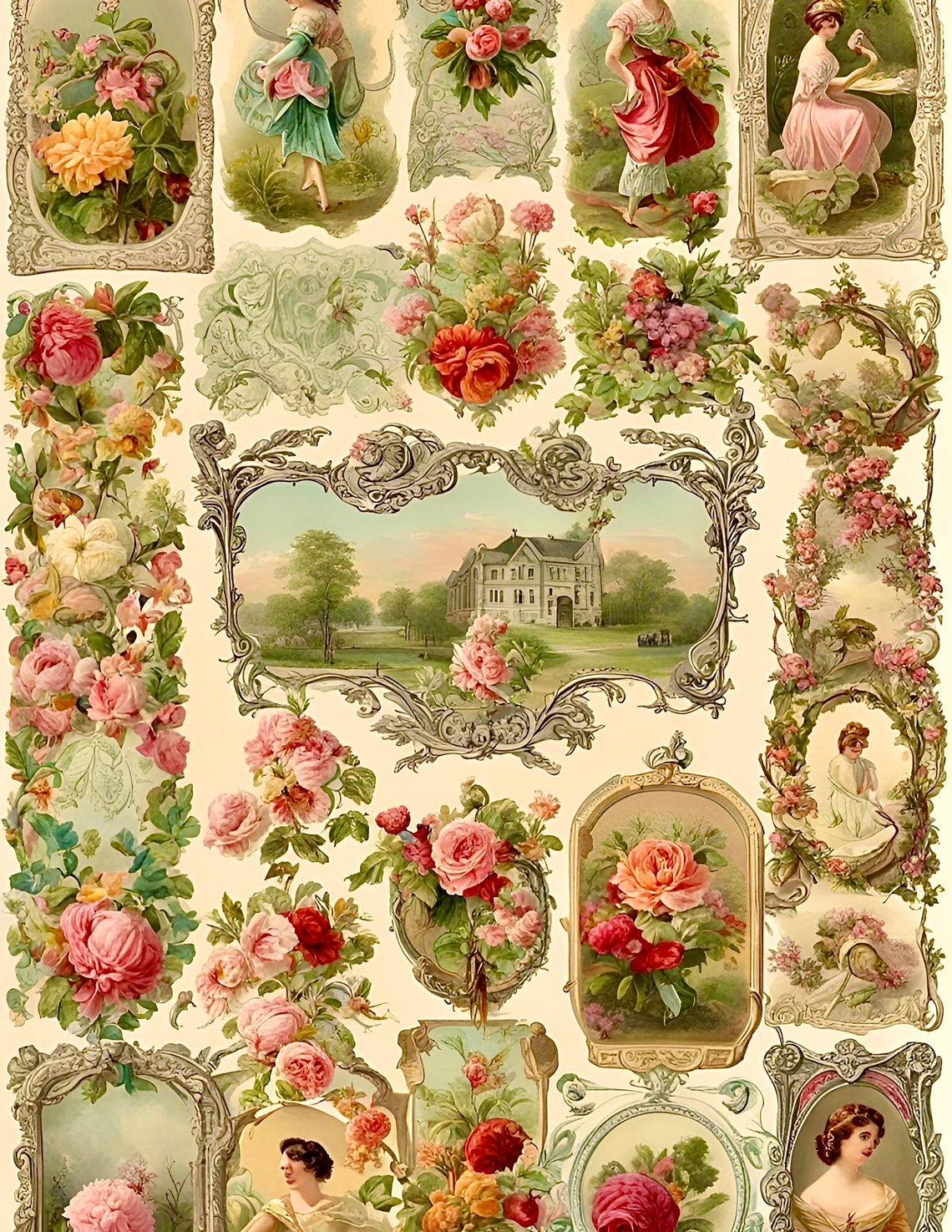 Elegant Victorian Ephemera Digital Paper Pack - Etsy