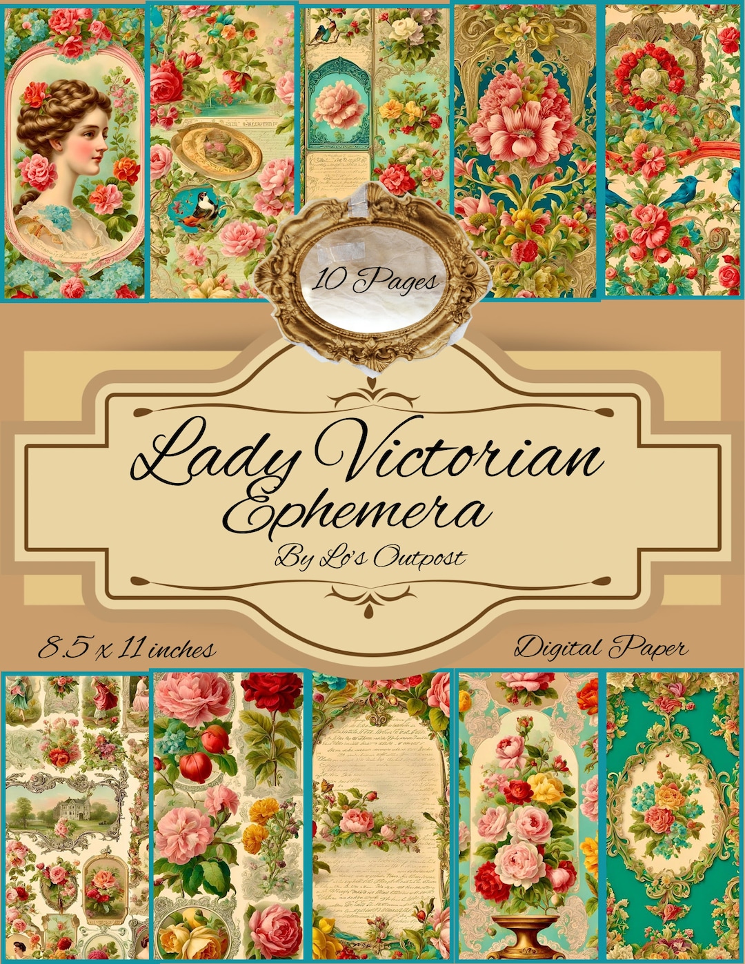 Elegant Victorian Ephemera Digital Paper Pack - Etsy