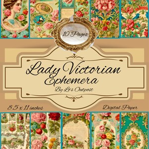 Elegant Victorian Ephemera Digital Paper Pack - Etsy