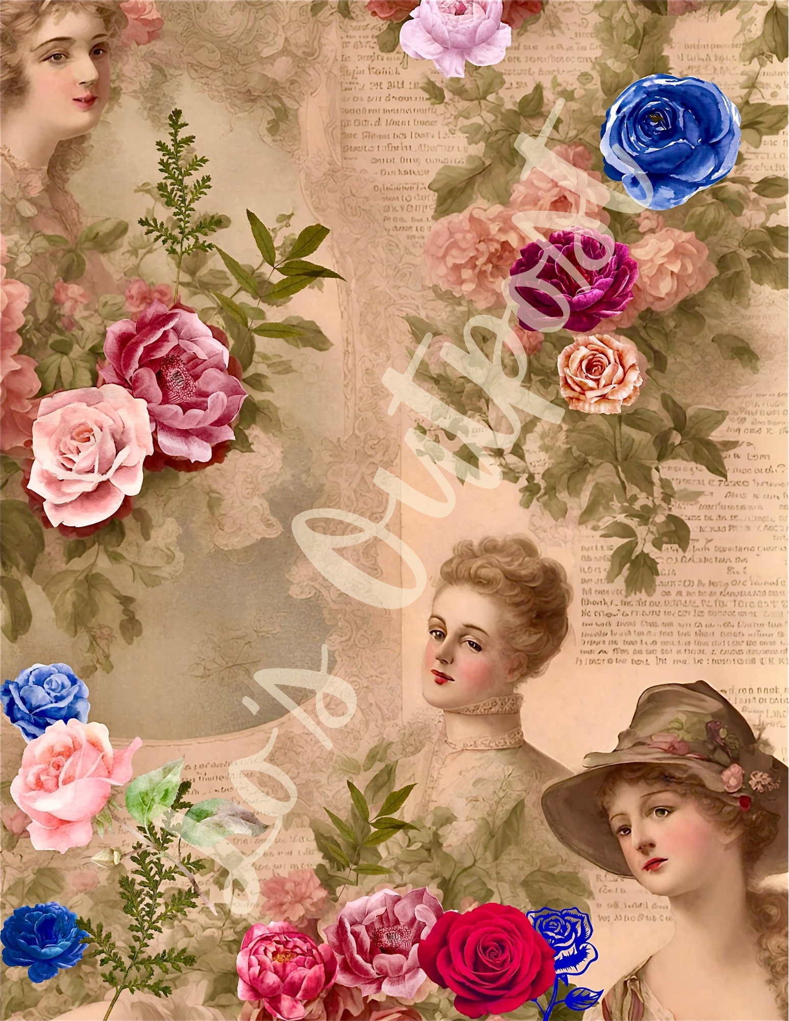 Victorian Elegance: Antique Floral Paper Collection - Etsy