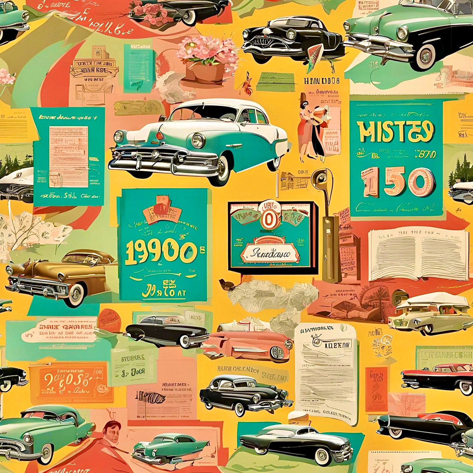 Retro 1950s Digital Paper Pack Volume 1 - Etsy Canada