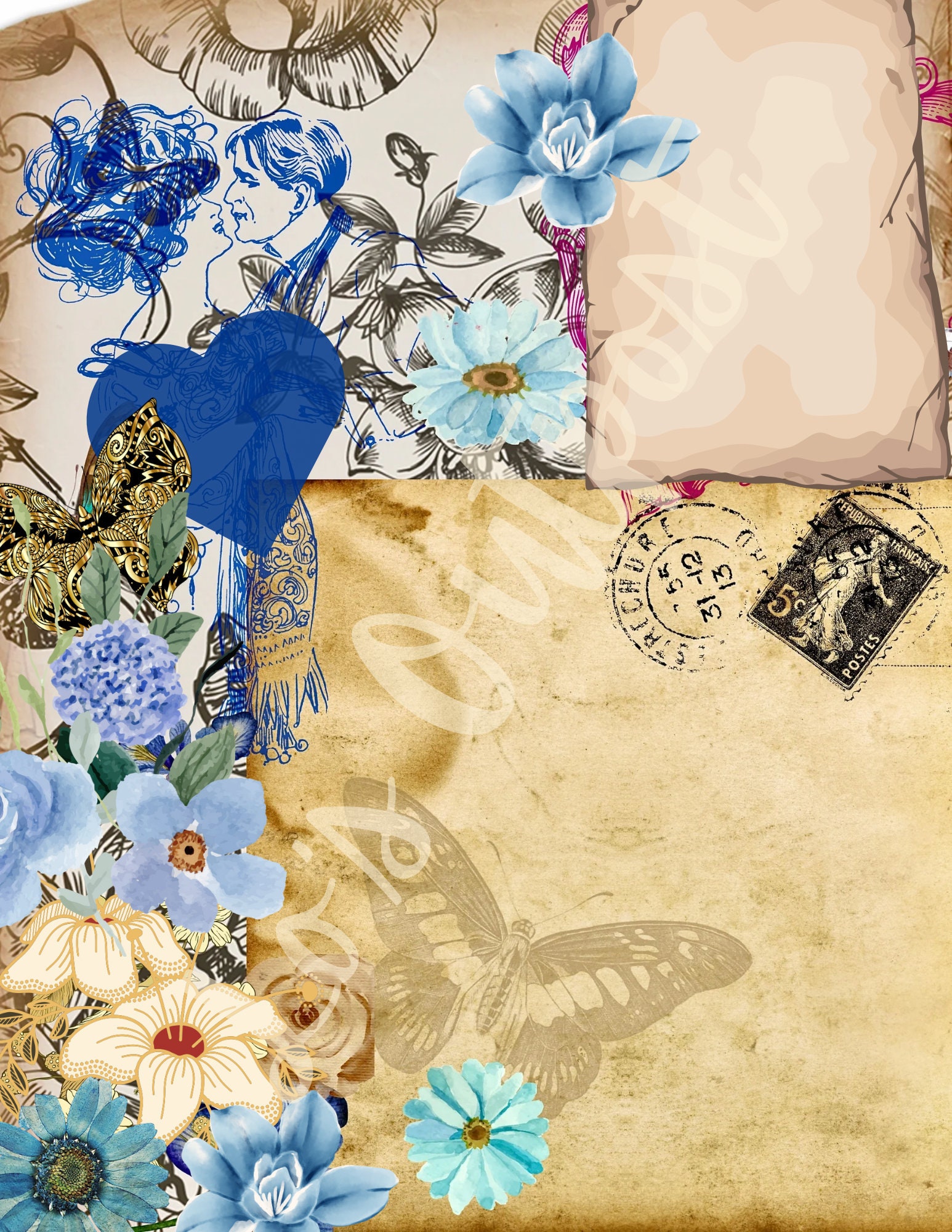 Victorian Elegance: Antique Floral Paper Collection - Etsy