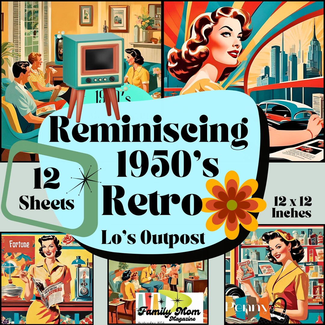 Blast From the Past: 1950s Retro Digital Paper Collection - Etsy Canada
