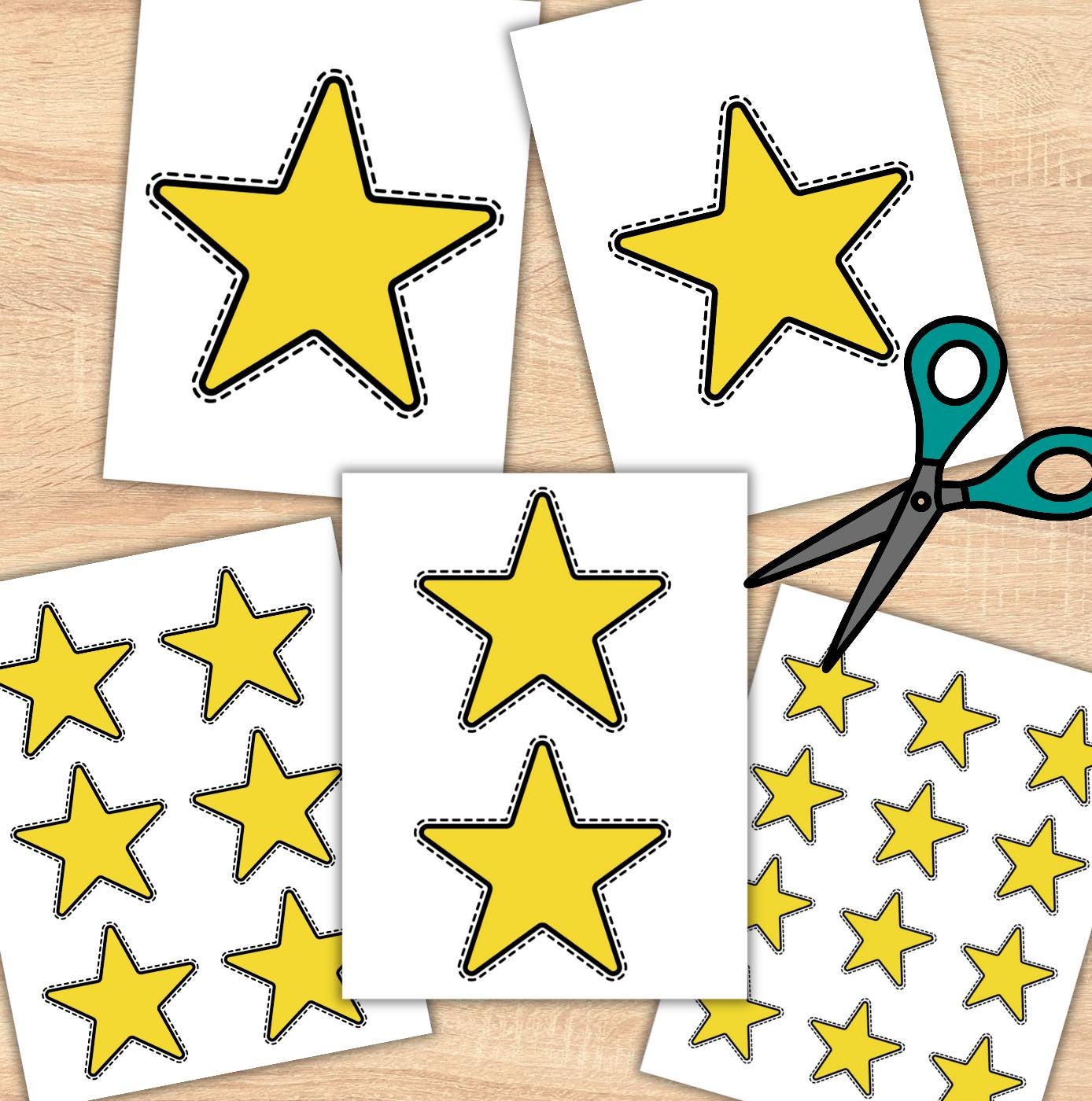 Printable Star Cutouts: Yellow & Black White Star Templates (PDF ...