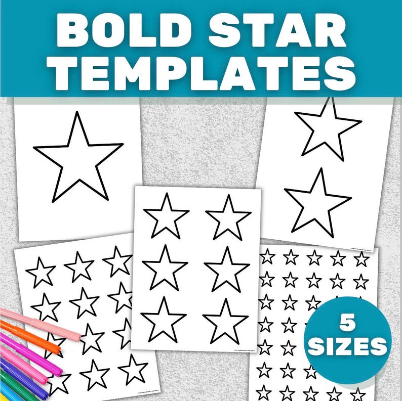 Bold Star Templates Printable | 2D Star Shapes for Tracing, Math ...