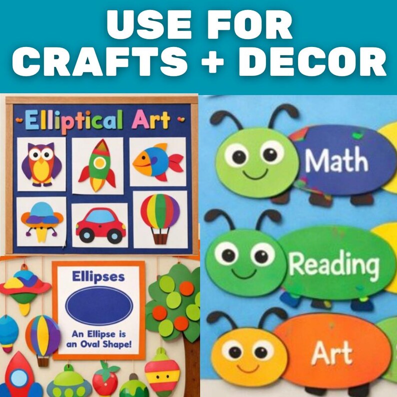 Bold Ellipse Cut Outs Printable | Thick Shape Cutouts for Crafts, Math ...