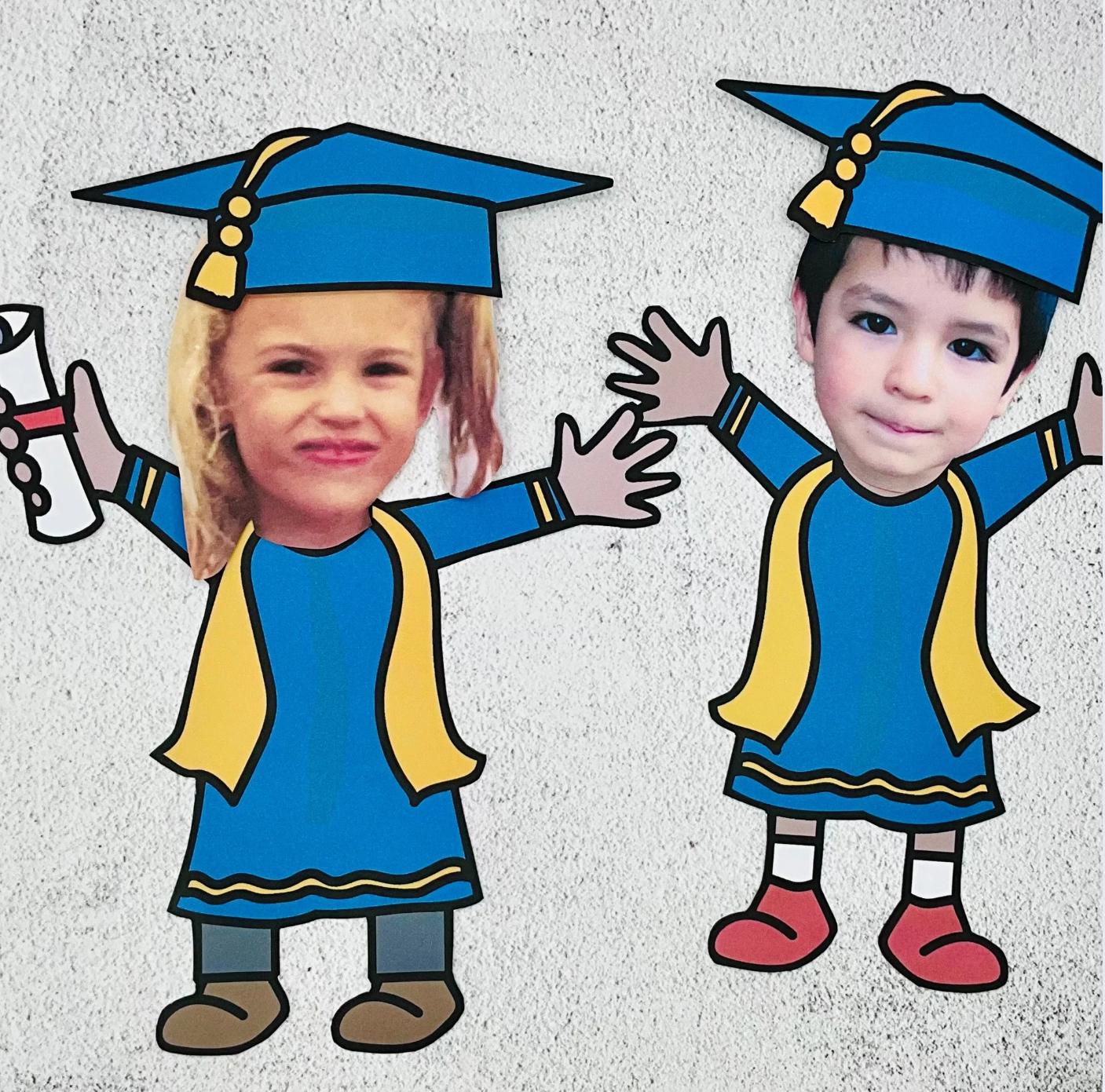 Blue Graduation Cap and Gown Template | End of Year Bulletin Board ...