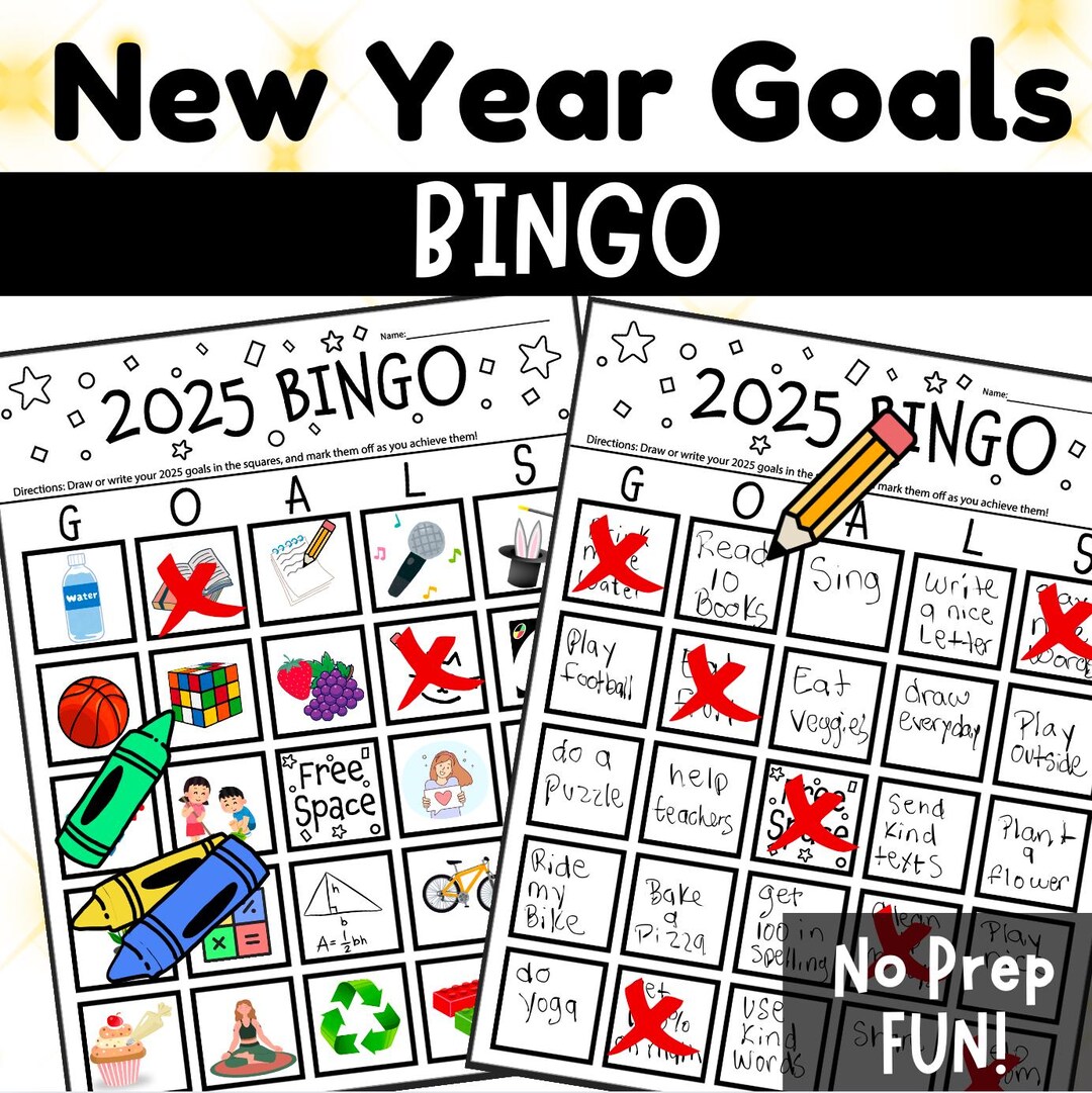 New Year Goal-setting Bingo | Printable Kids Goal Tracker | Classroom ...