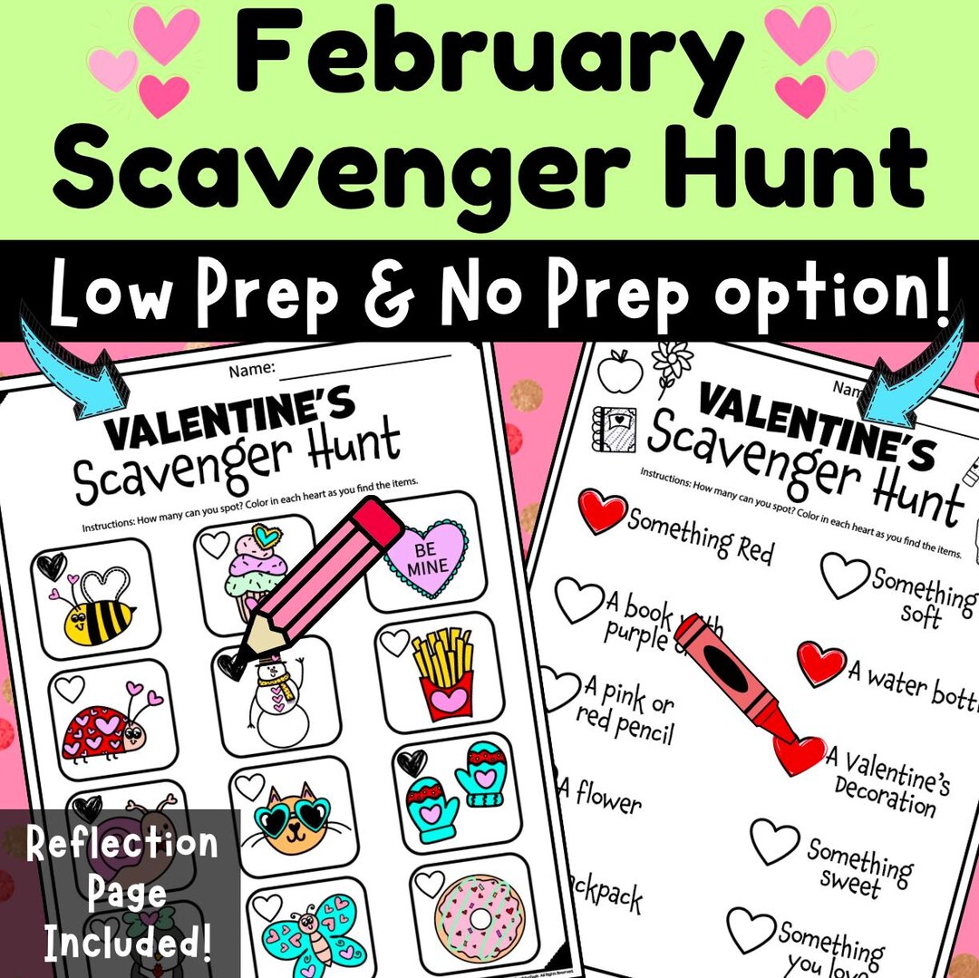 Valentine’s Day Scavenger Hunt for Kids | Low-prep & No-prep Classroom ...