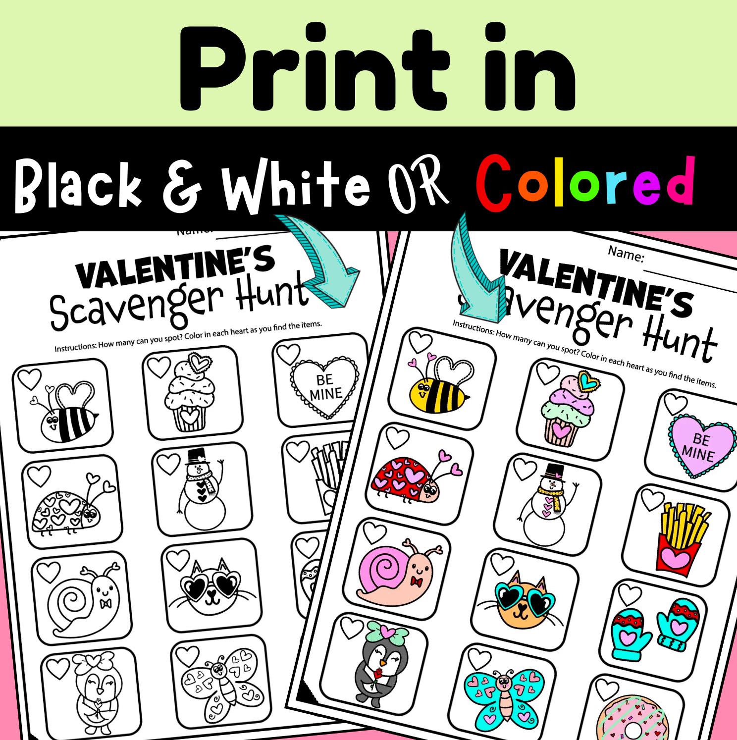 Valentine’s Day Scavenger Hunt for Kids | Low-prep & No-prep Classroom ...