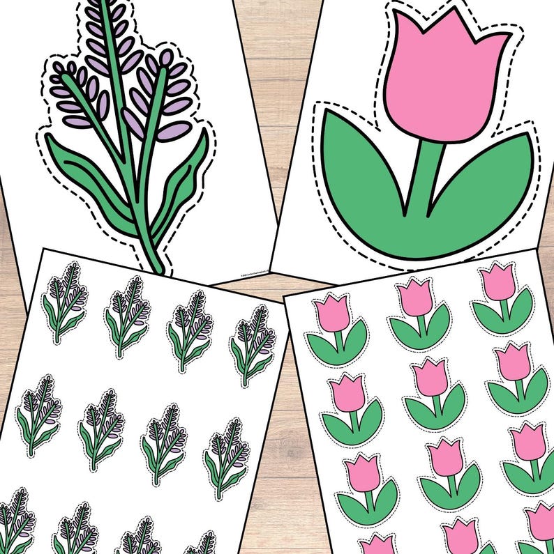 Colorful Flower Cut-outs – 5 Vibrant Designs and 5 Sizes | Printable ...