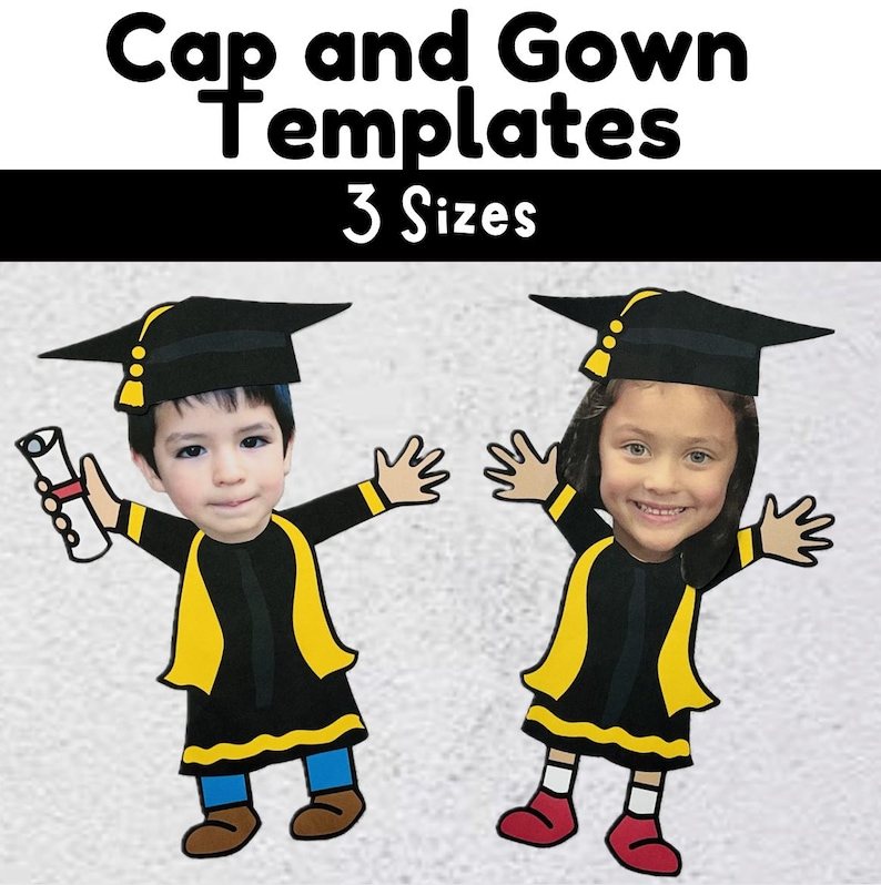Black Graduation Cap & Gown Craft Template | End of Year Bulletin Board ...