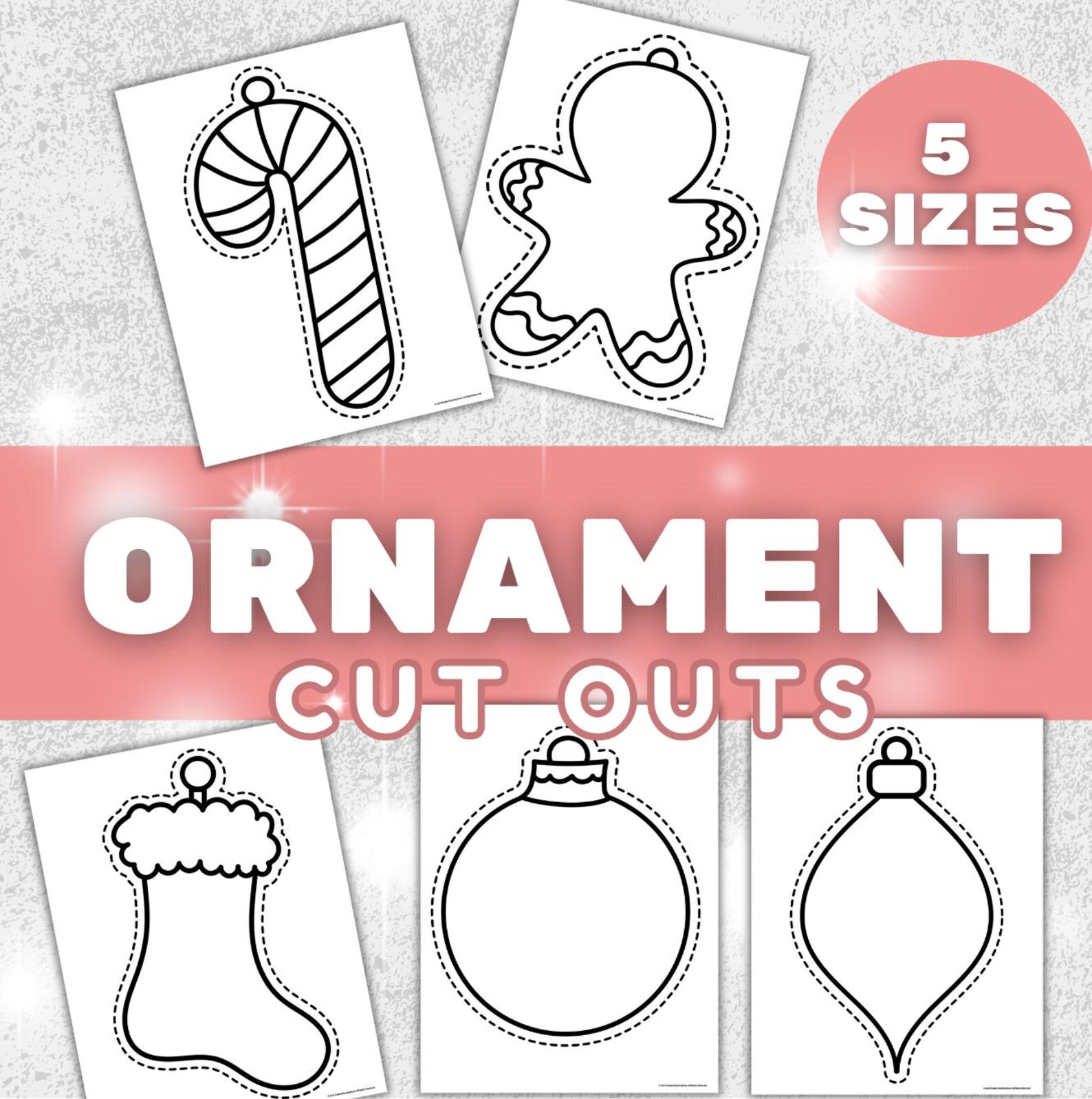 Printable Christmas Ornament Cut-outs | 5 Blank Ornament Templates for ...