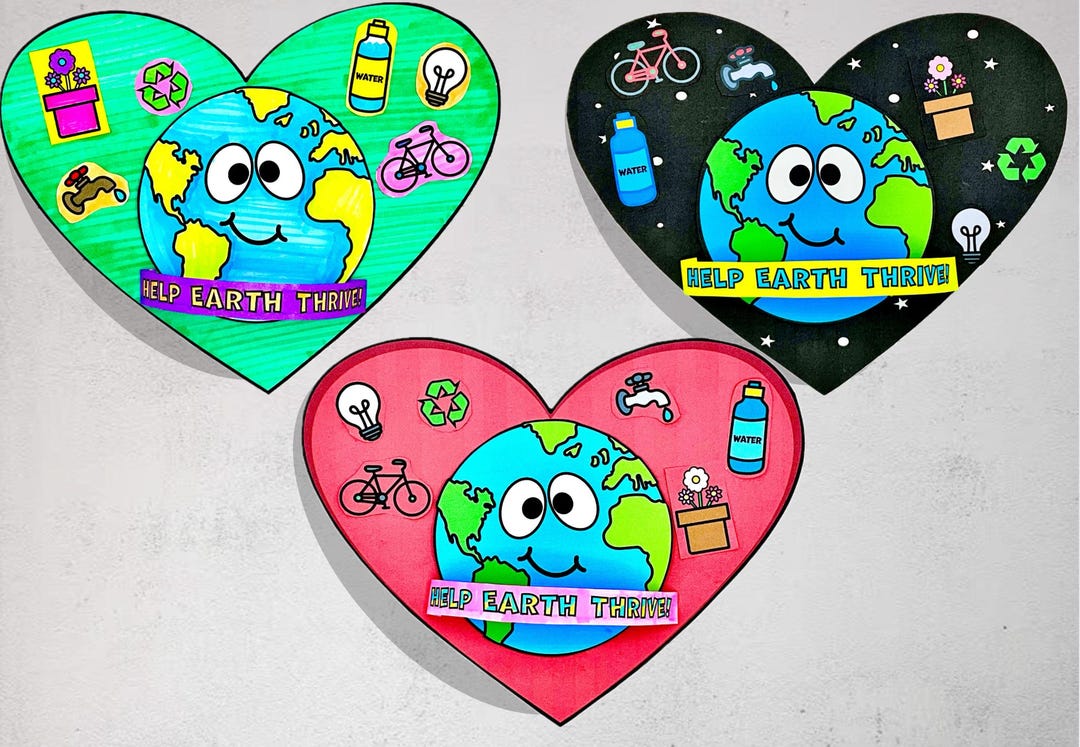 Earth Day Craft for Kids | Printable Earth Day Heart Craft | No Prep ...