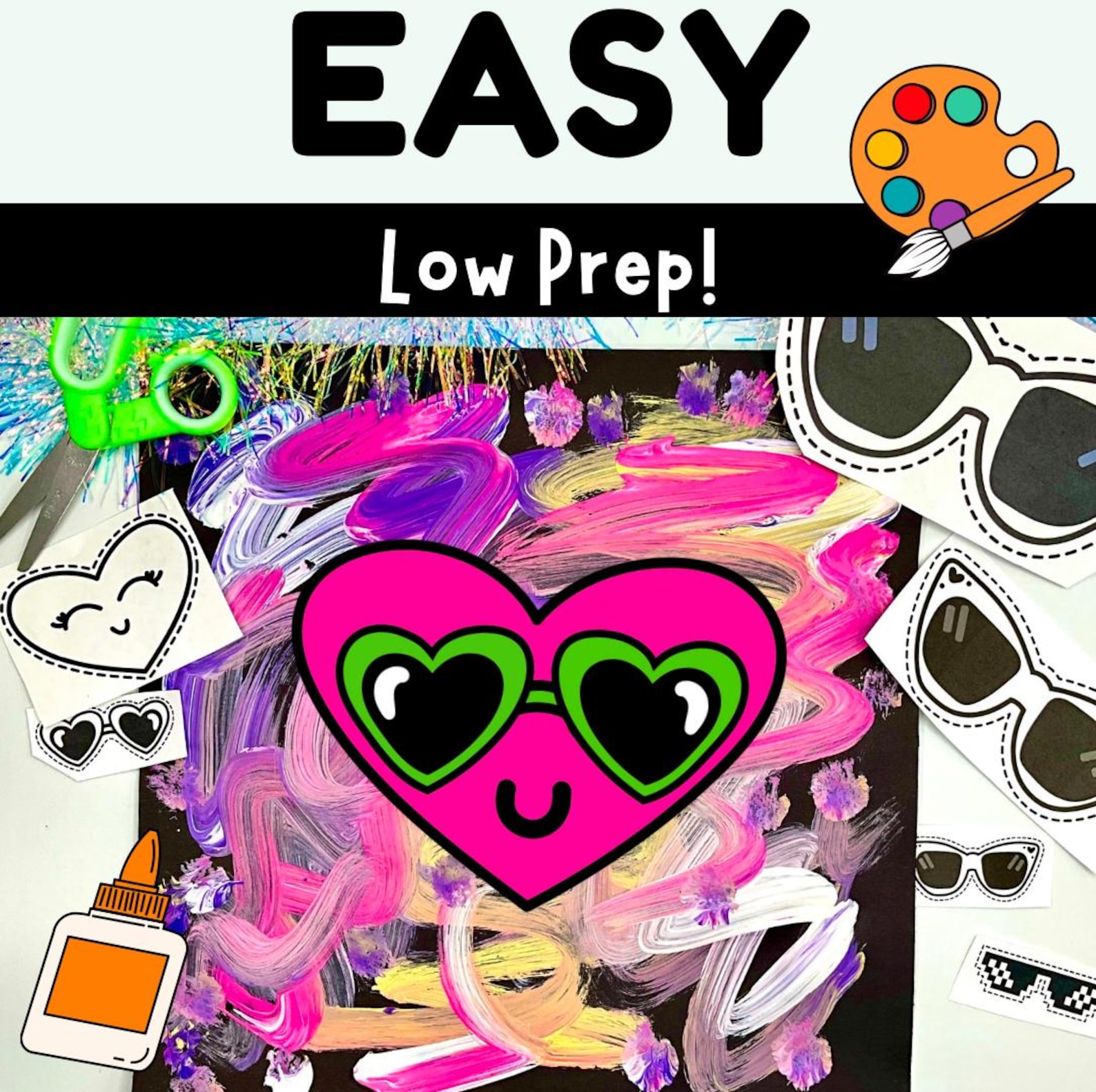 Valentine’s Day Craft for Kids | Cool Hearts With Sunglasses | Fun Low ...