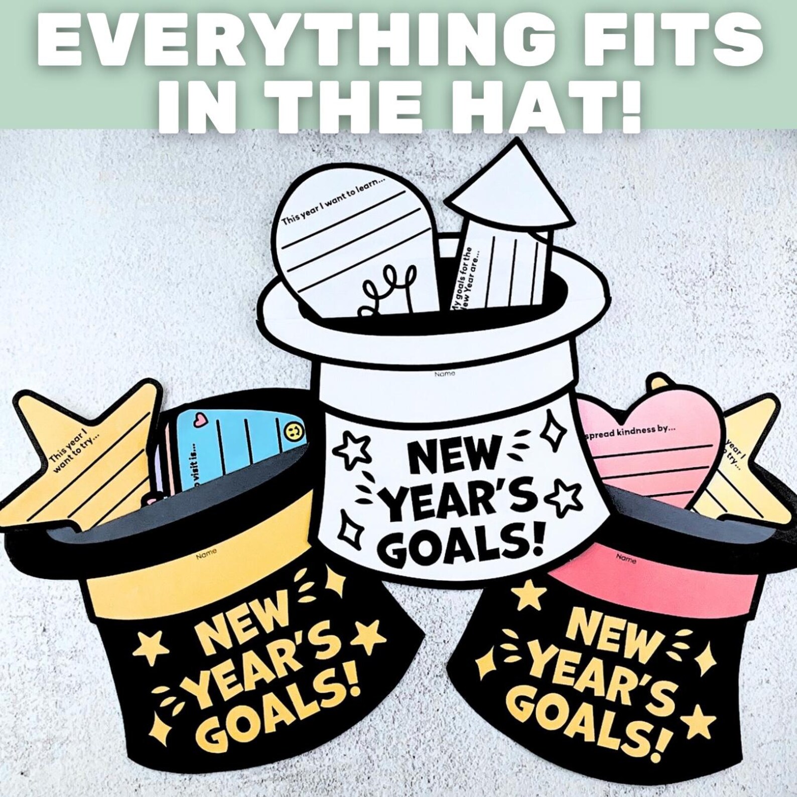 New Year’s Hat Craft for Kids | 2026 Goal Setting Writing Activity ...