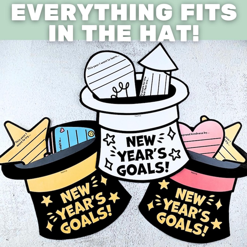 New Year’s Hat Craft for Kids | 2026 Goal Setting Writing Activity ...
