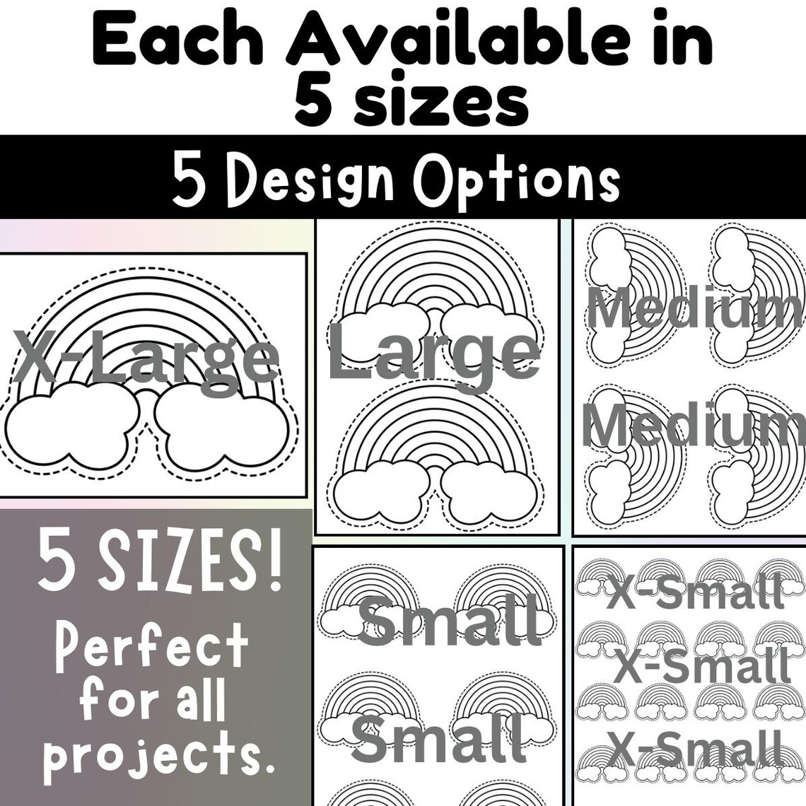 Rainbow Cut-outs Printable | 5 Designs, 5 Sizes | Classroom Decor ...